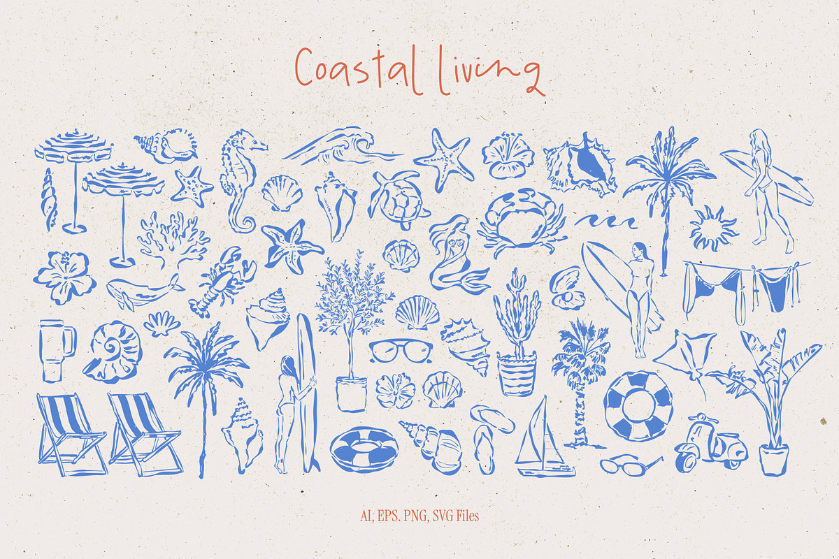 Coastal living illustrations