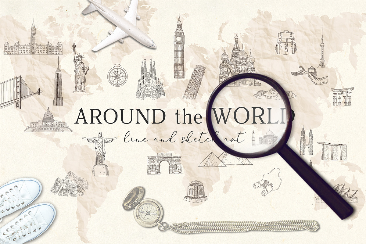 Around the World. Travel Bundle., an Object Illustration by Designwork