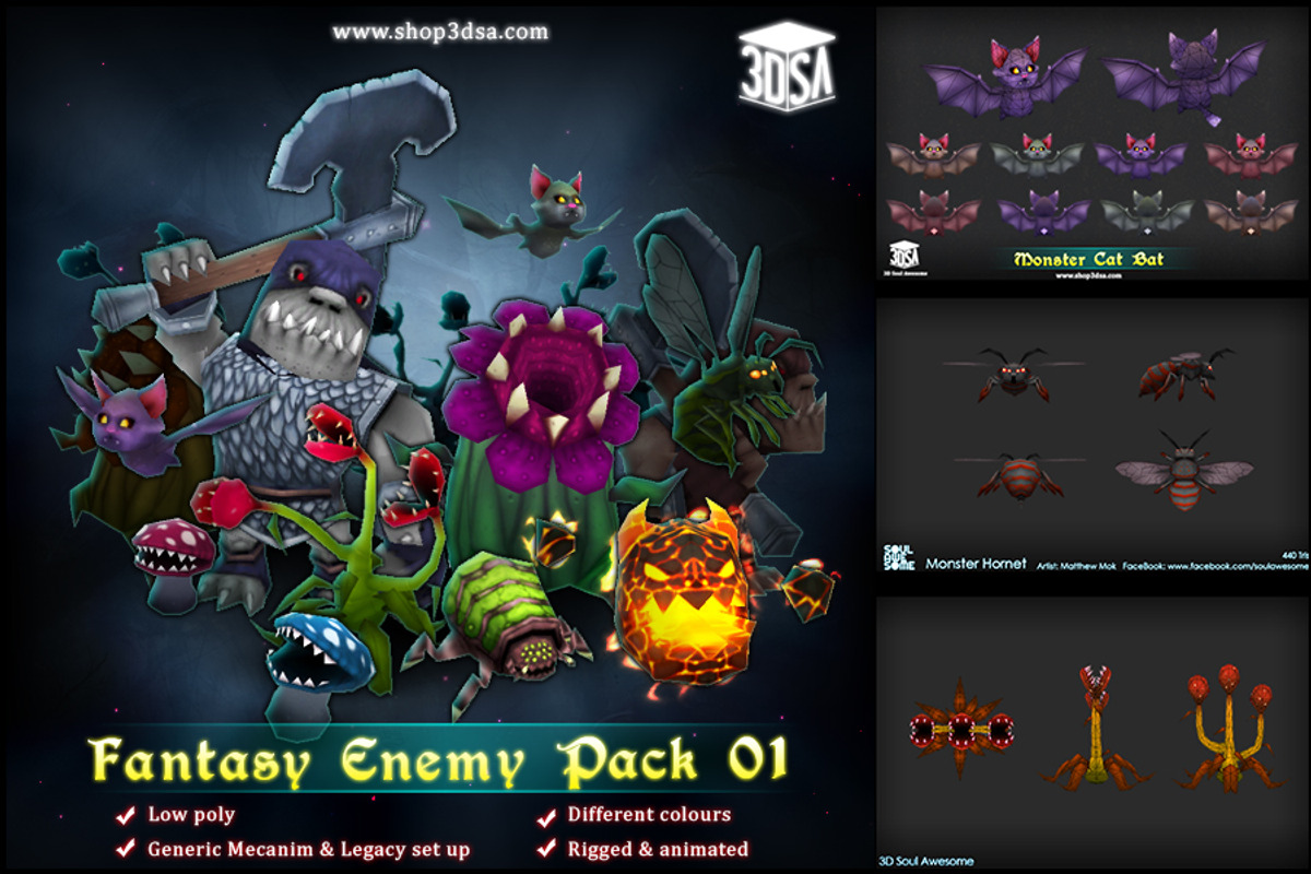 Fantasy Enemy Pack 01, a Characters & Person 3D Model by Meshtint Studio