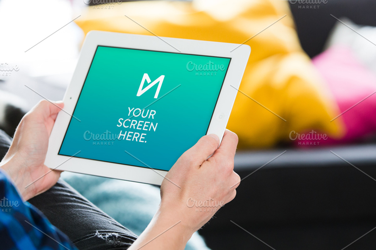 Apple iPad white landscape mockup, an iPad Mockup by Device Mockups