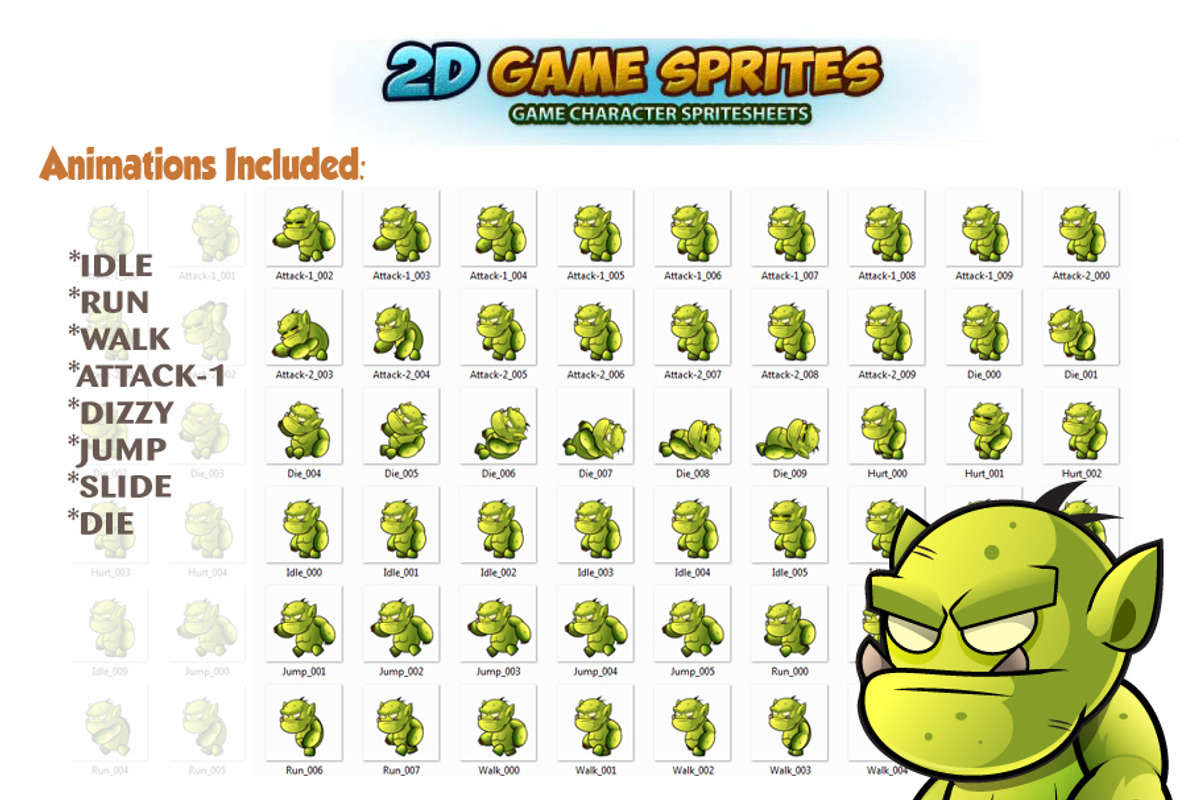 Orcs 2D Game Sprites, an Illustration by DionArtworks