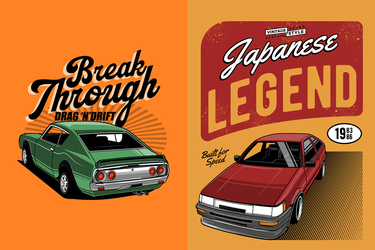 Japanese Cars Vector Collection