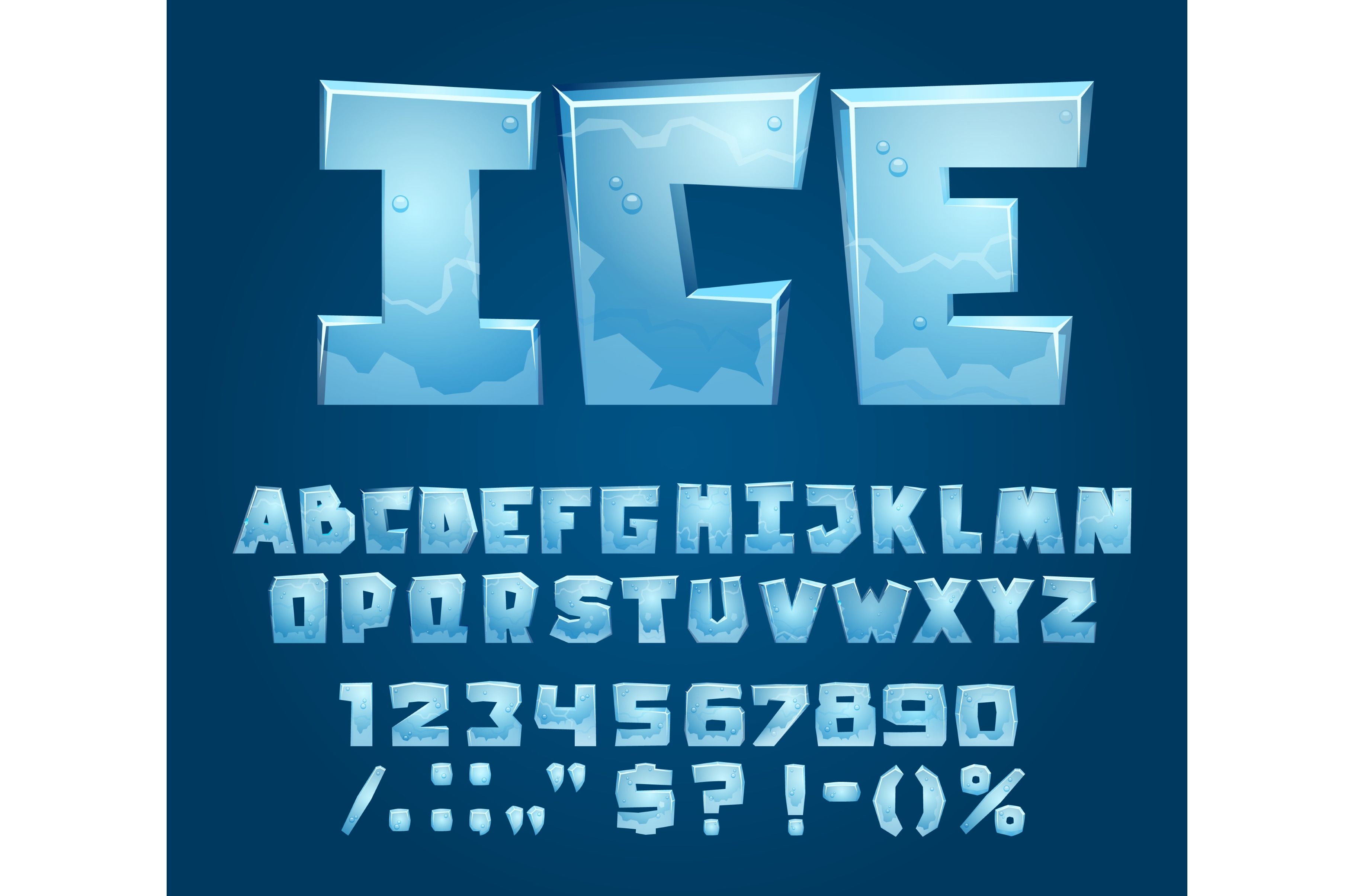 Ice crystal font, typeface, an Illustration by Vector Tradition