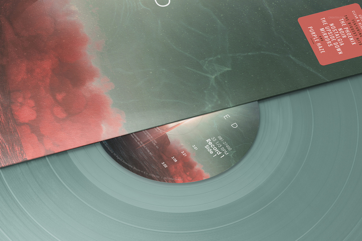 Translucent Vinyl Record Mockup Set, a Packaging Mockup by creatsy5