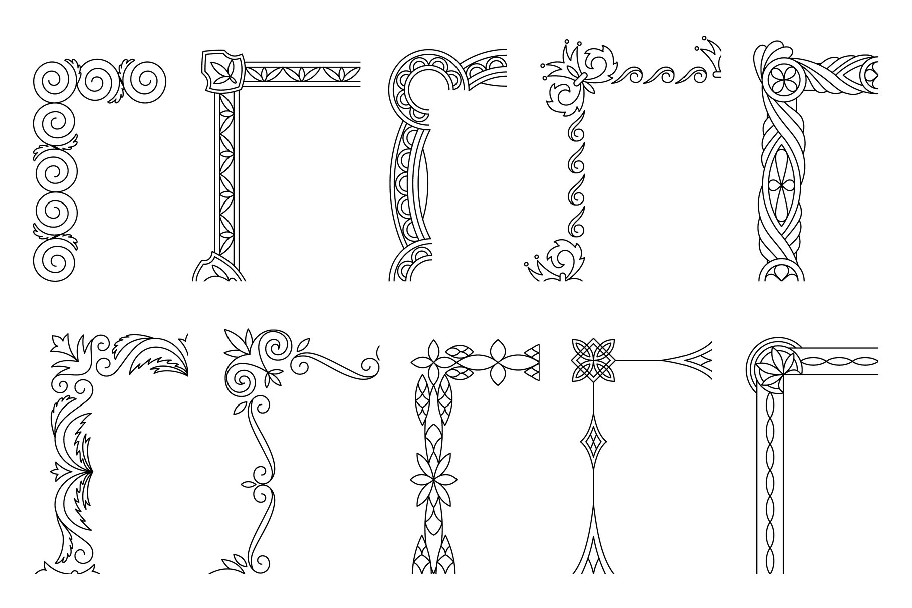 Corners design elements, vintage | Decorative Illustrations ~ Creative ...