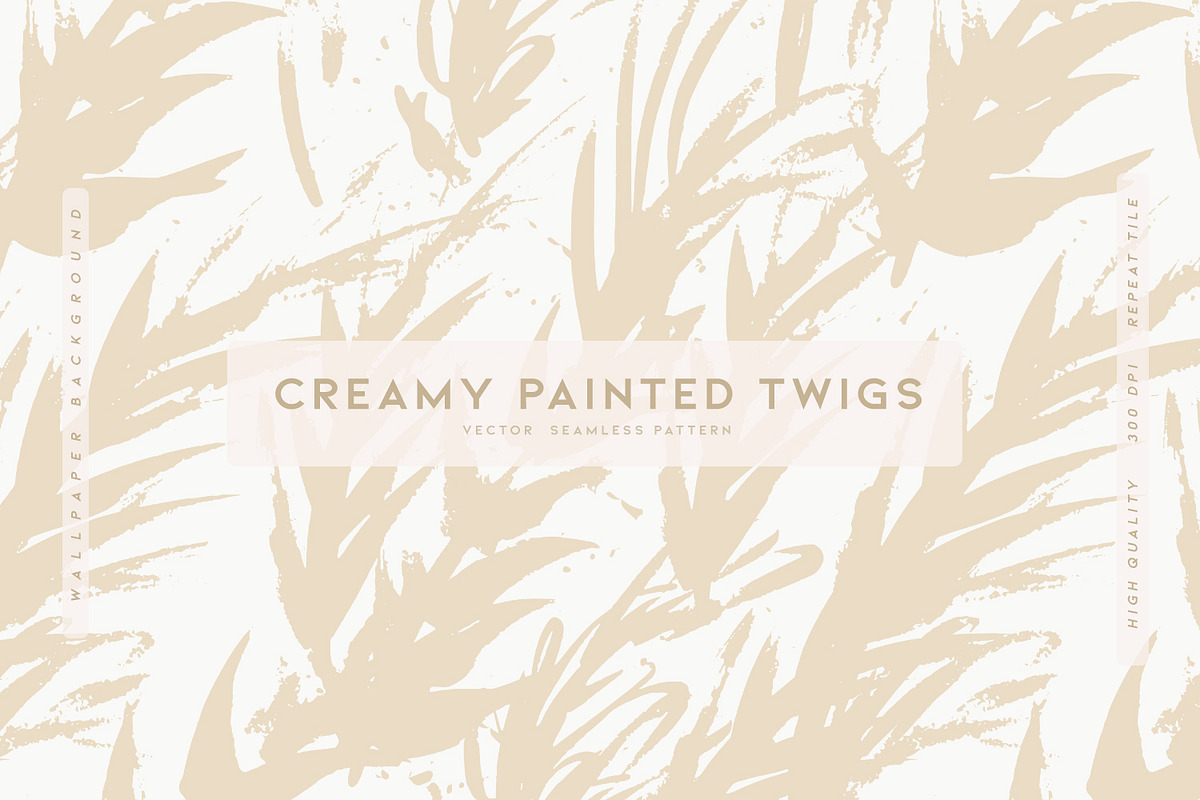 Creamy Painted Twigs, a Pattern Graphic by MalyskaStudio