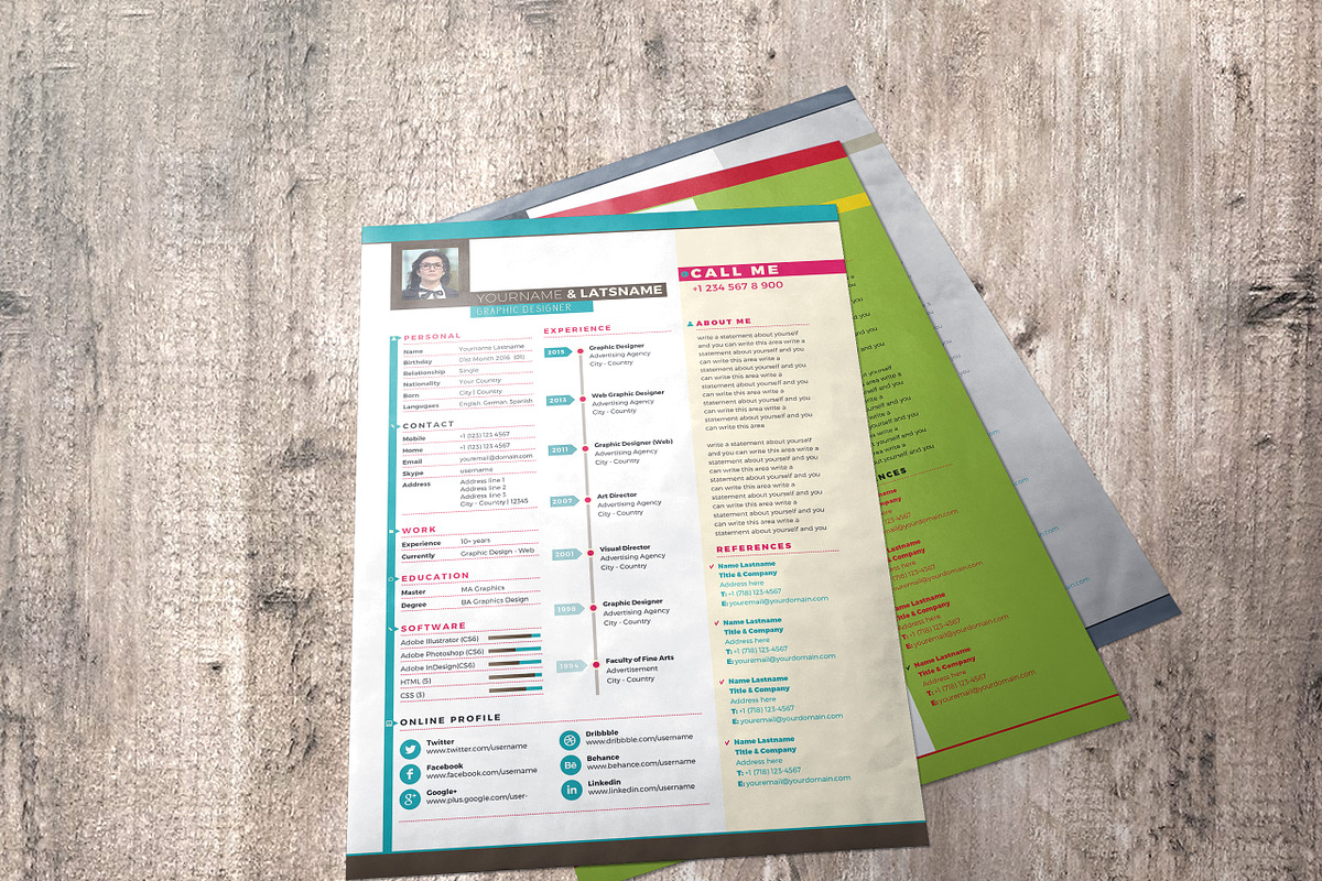 Professional Swiss Resume CV 3 Color, a Resume Template by Star Graphic ...