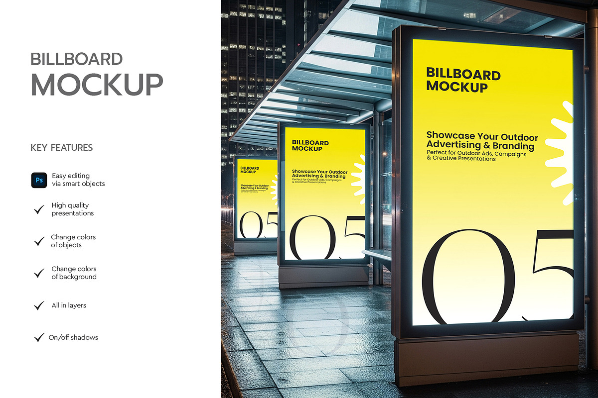 Bus Stop Billboard Mockup