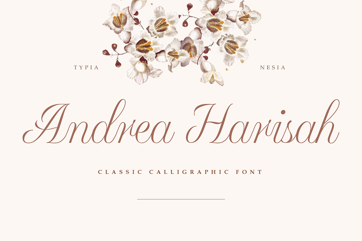Andrea Harisah - Calligraphic Font, a Script Font by Typia Nesia
