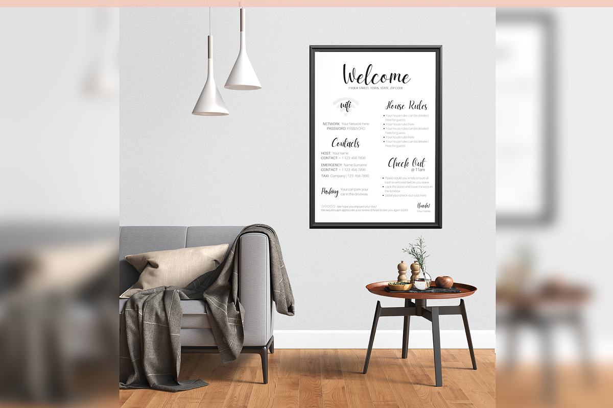 Airbnb Welcome Sign Poster Template | Creative Market