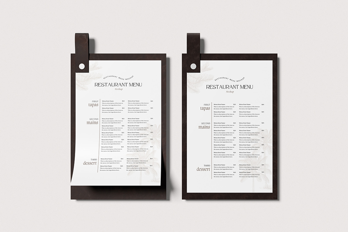 High Quality Restaurant Menu Mockup, an Advertising Mockup by swsi-studio
