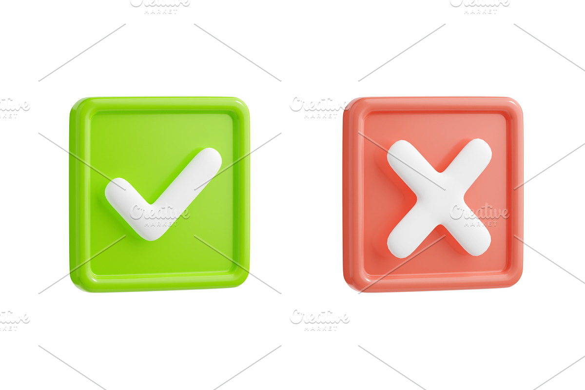Check marks with tick and cross sign, an Object 3D Model by art PVP ...
