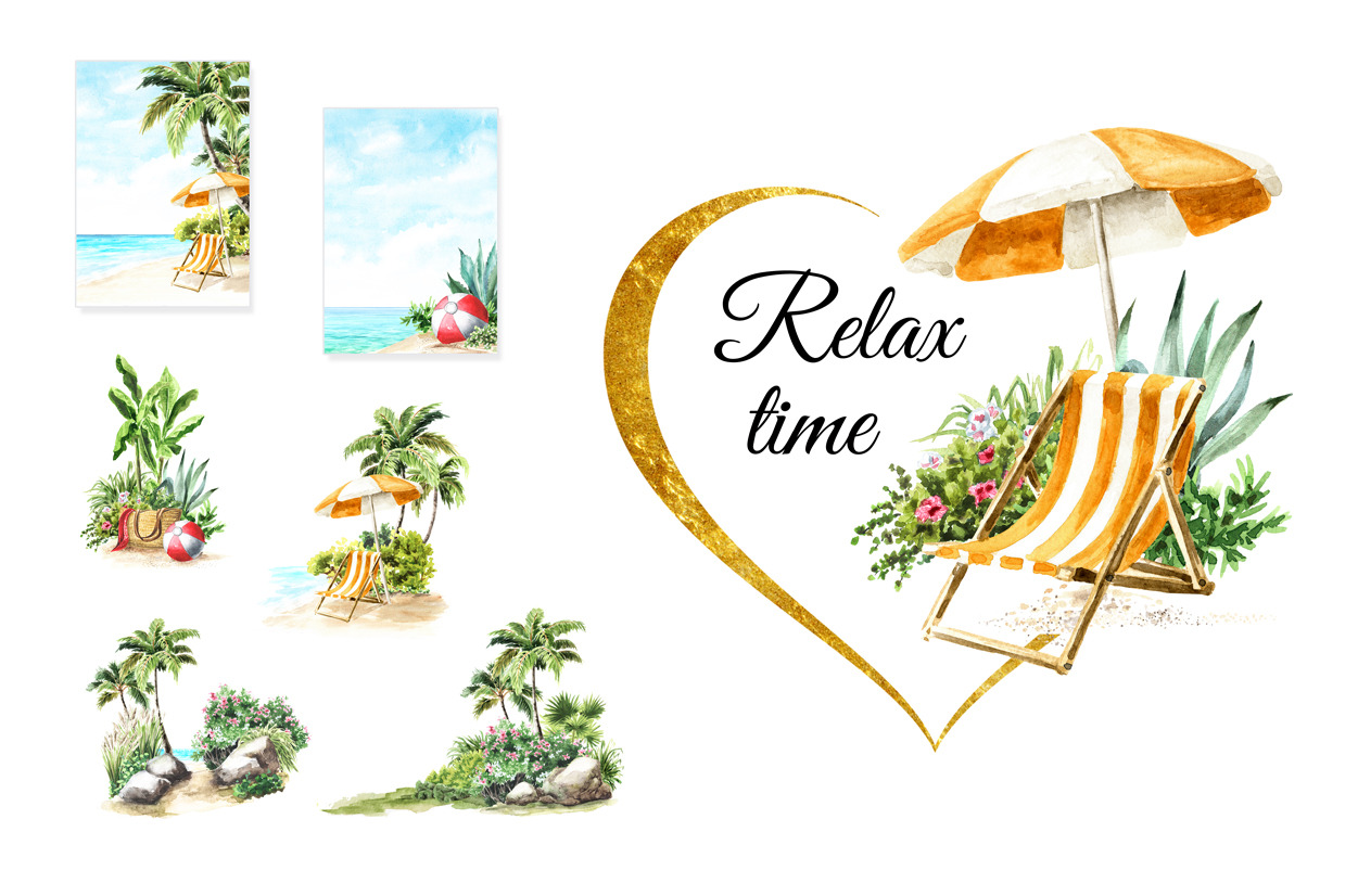Relax time. Watercolor collection, a Seasonal Illustration by Daria ...