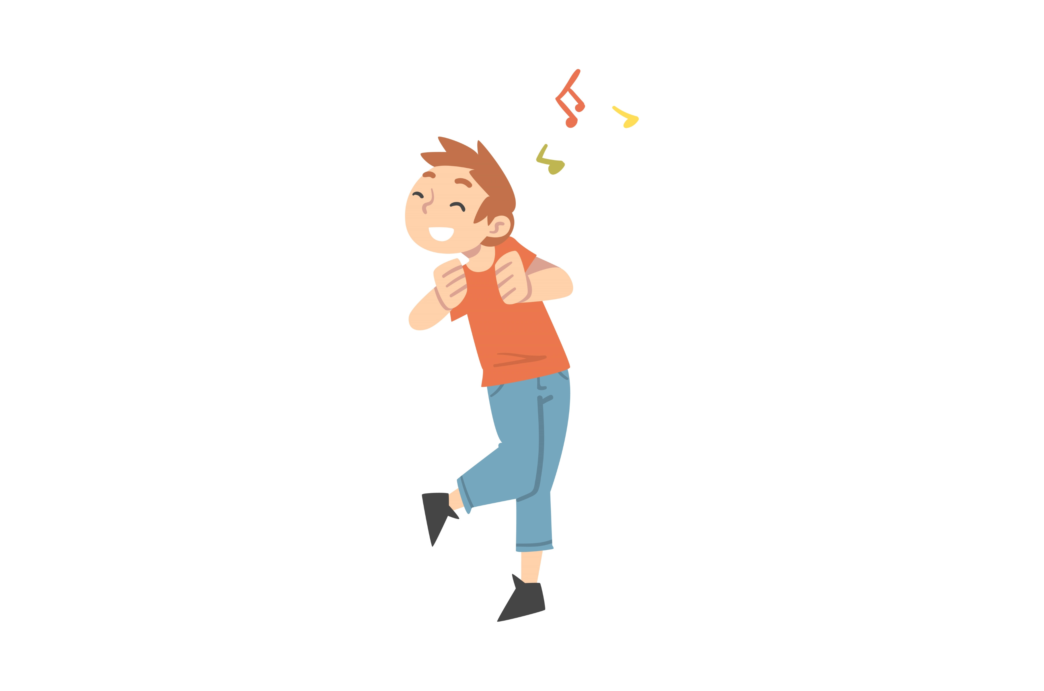 Positive Young Man Dancing Moving, a Person Illustration by TopVectors