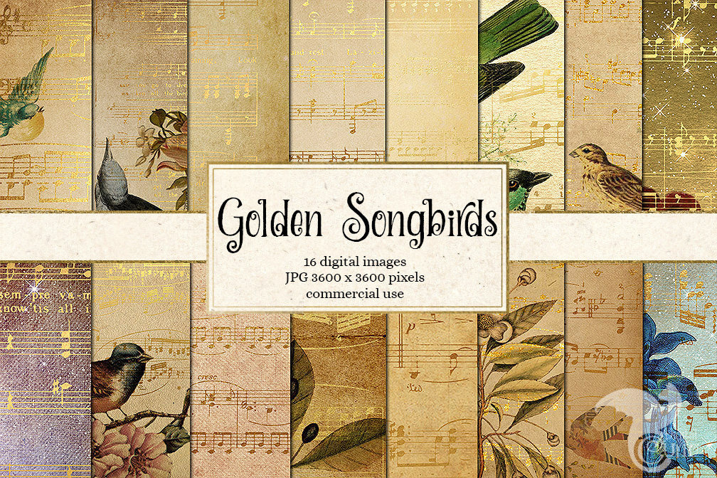 Golden Song Digital Paper, a Texture Graphic by Digital Curio