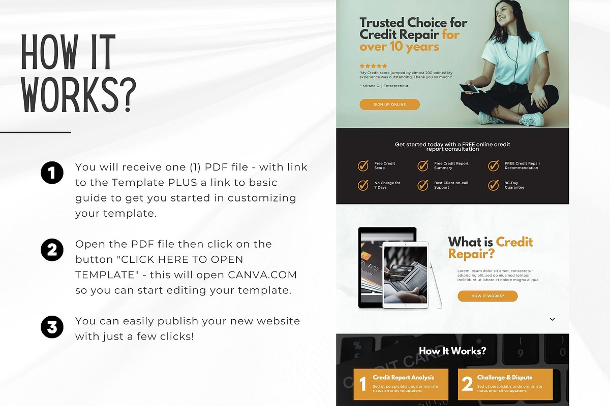 Credit Repair Canva Website Template