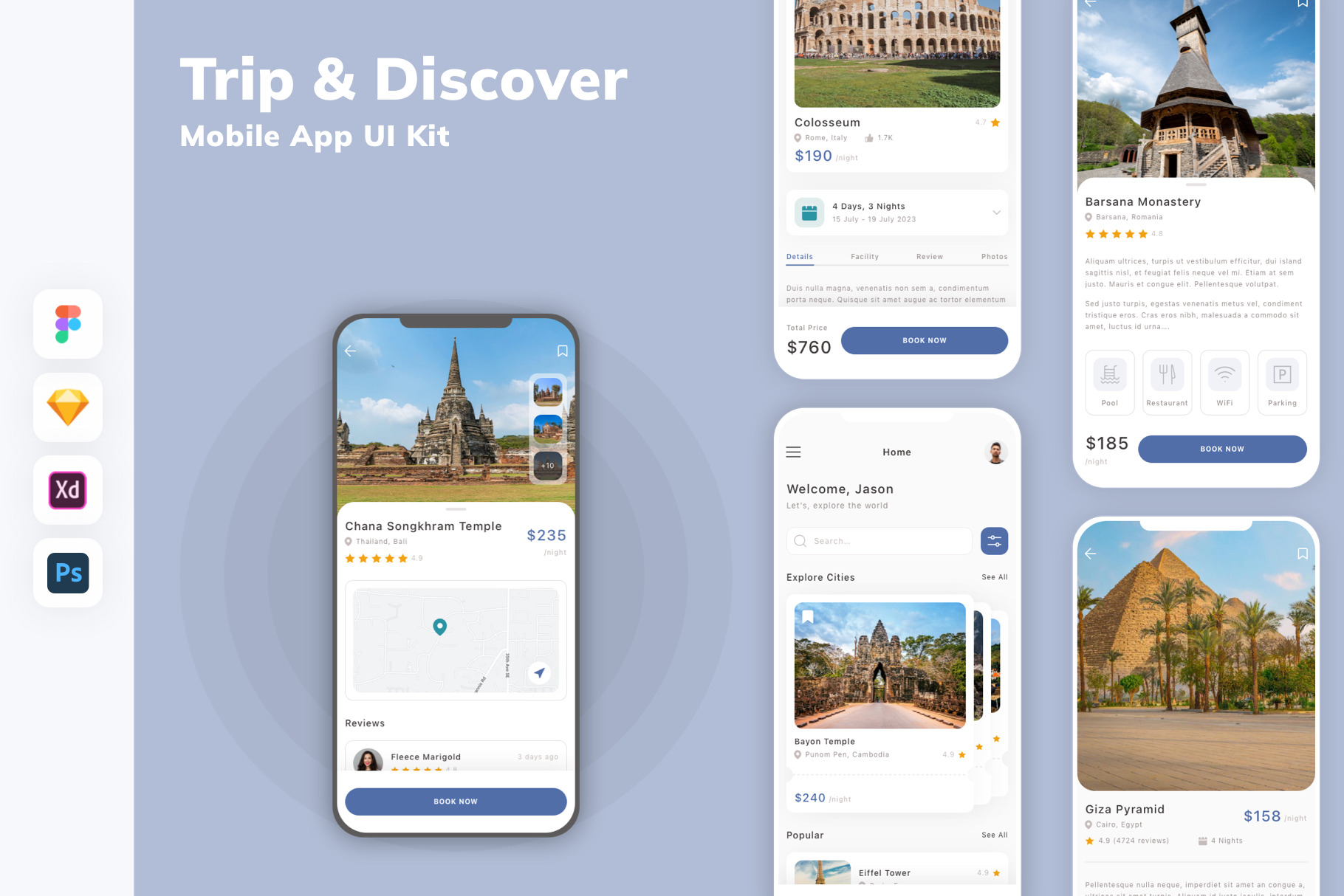 Trip & Discover Mobile App UI Kit, an UI Kit Template by uicube