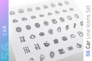 Car Line Icons Set, an Outline Icon by Voysla's Shop