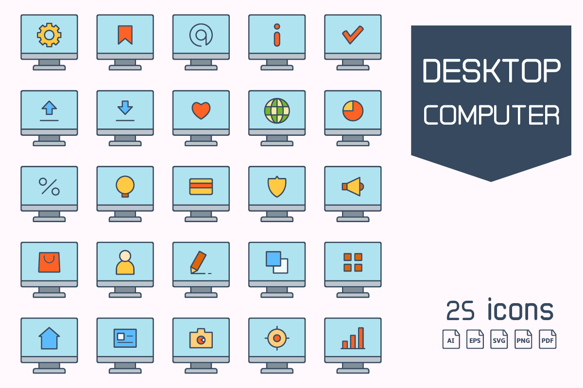 Desktop Computer and Ui Icons, an Icon by Designfour | Creative Market