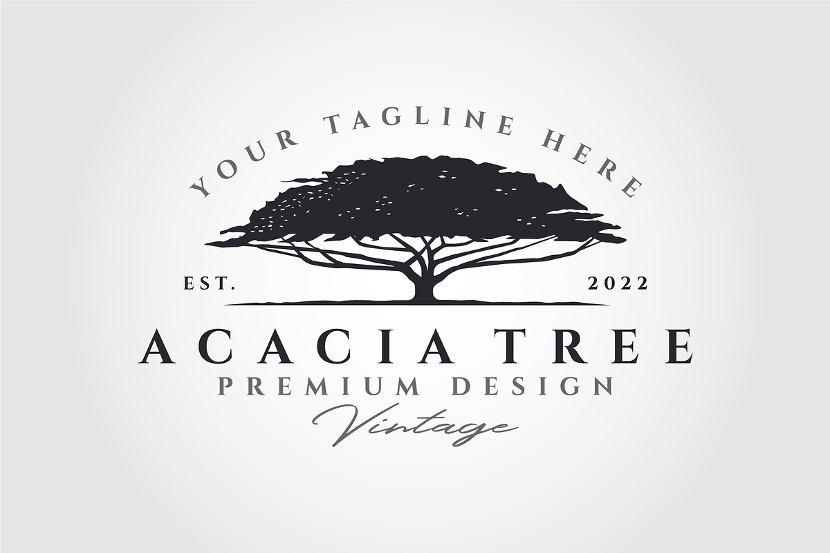 acacia tree silhouette vector logo, a Branding & Logo Template by PrastHF