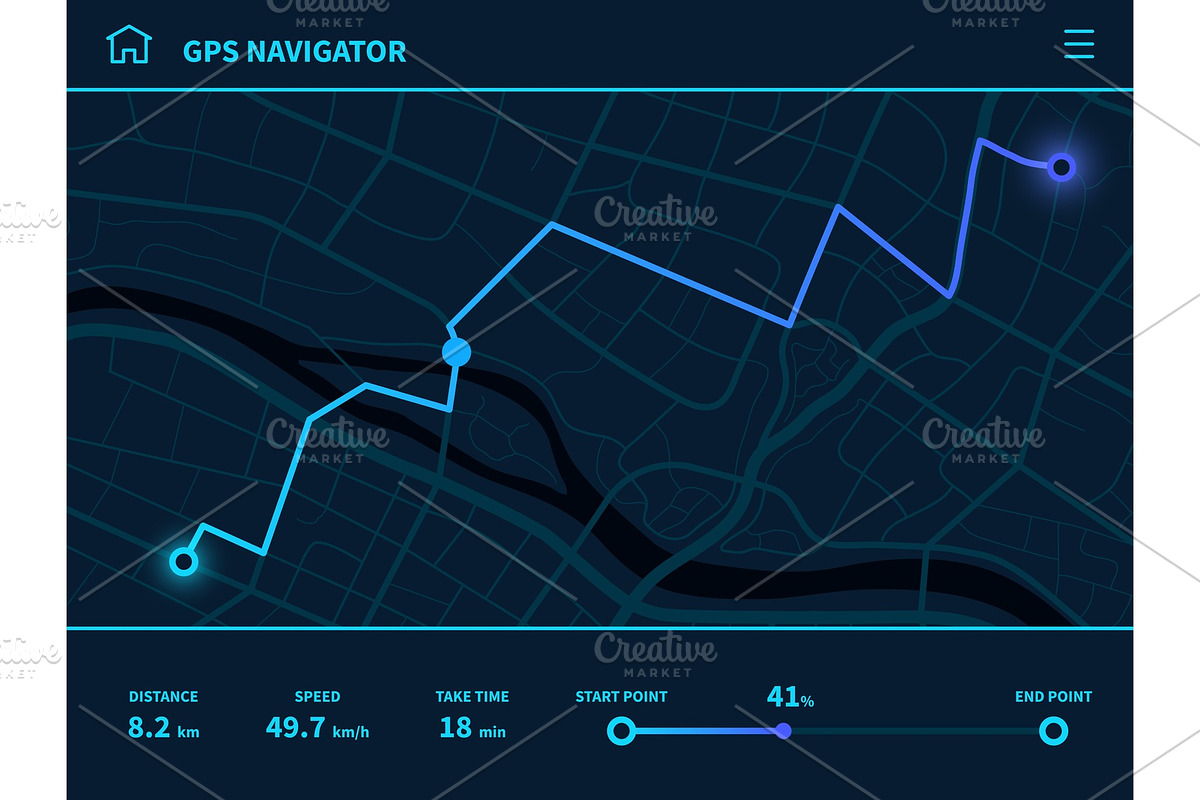 Route dashboard. Futuristic route UI, a Technology Illustration by ...