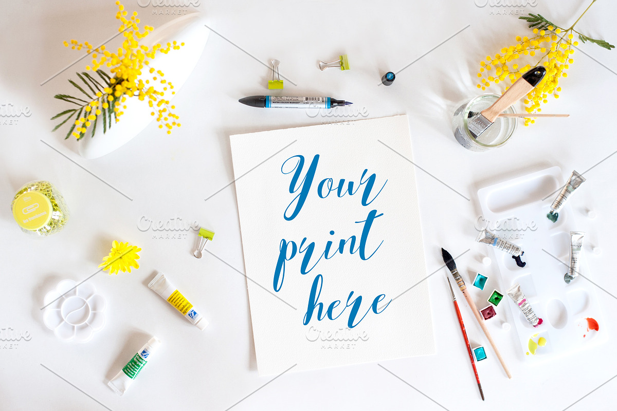 Set of 6 Mockups watercolor spring, a Print Template by LABFcreations ...