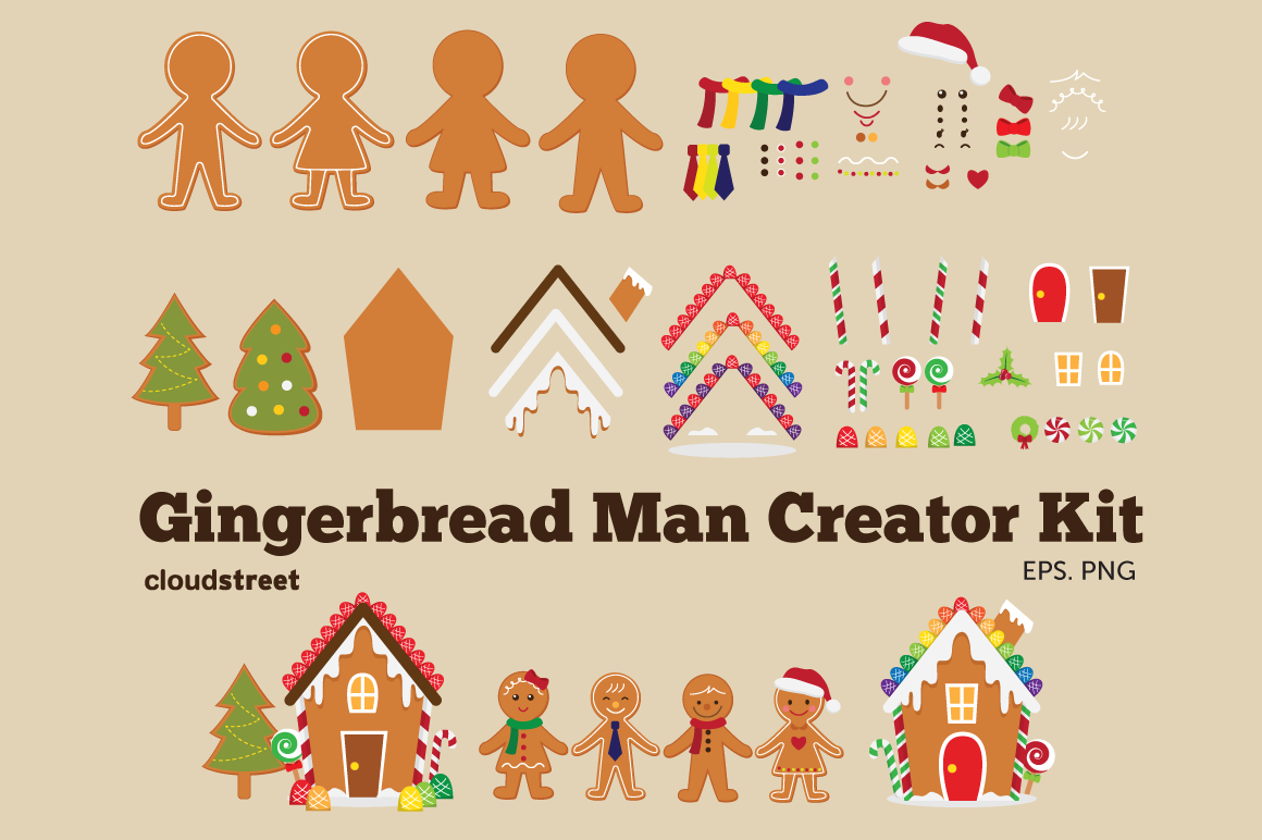 Gingerbread Man Creator Kit, an Illustration by cloudstreetlab