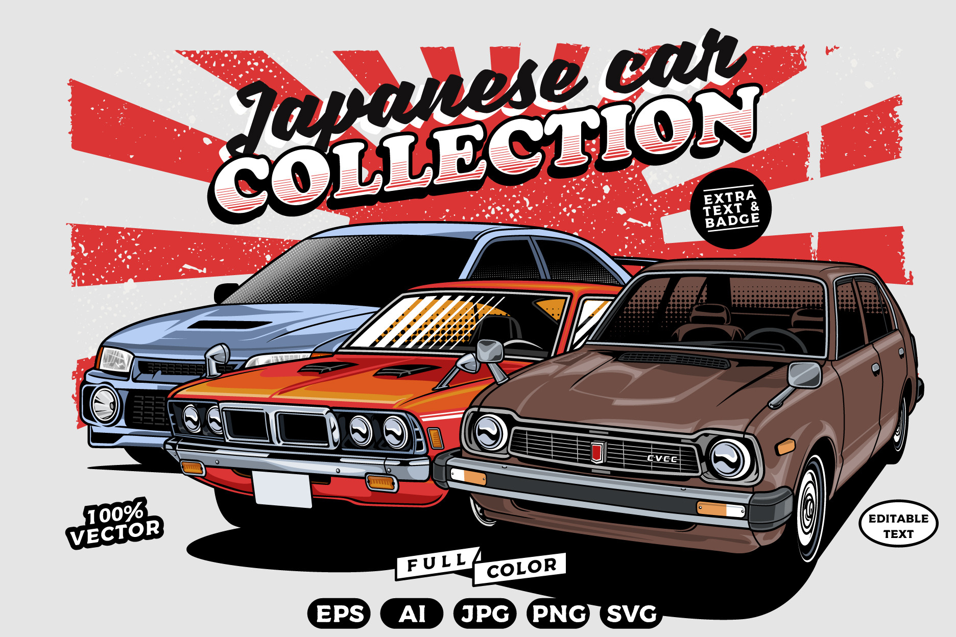 Japanese Cars Vector Collection | Creative Market
