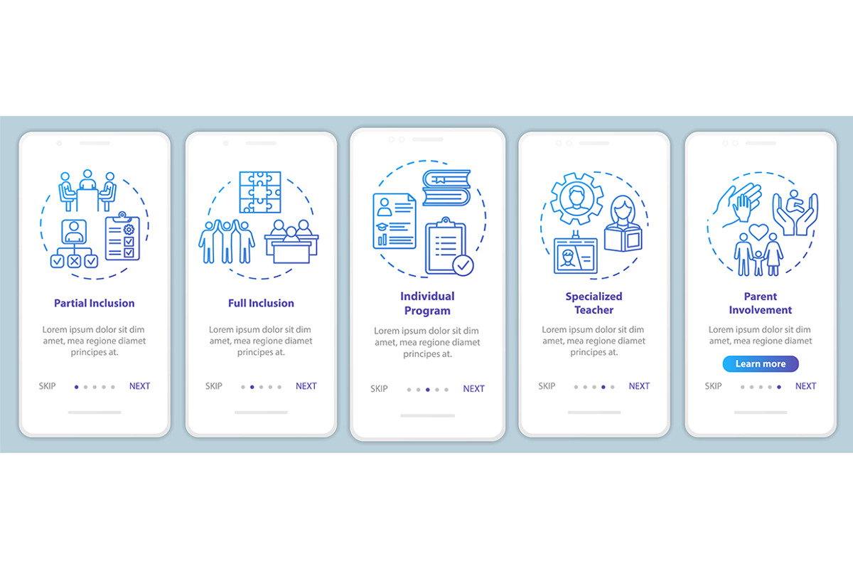 Inclusive education mobile app pages, a Templates & Theme by IMG ...