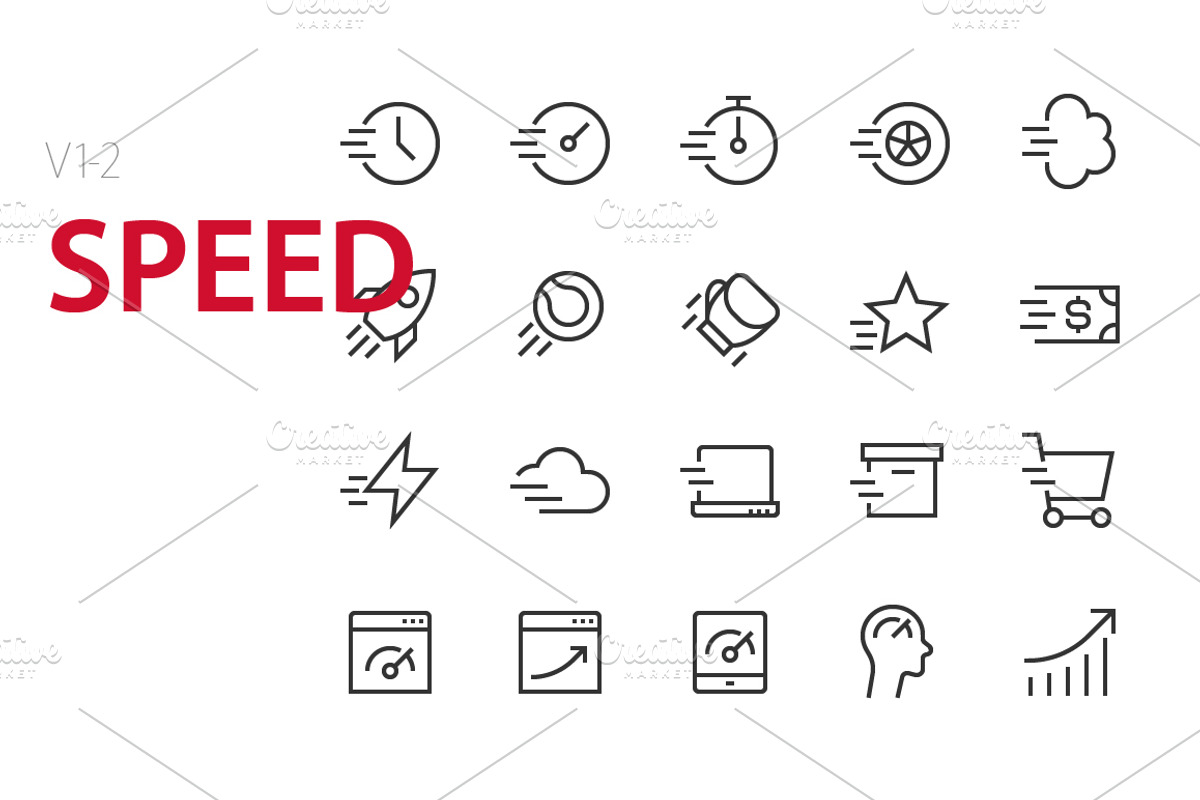 40 Speed UI icons, an Outline Icon by Palau