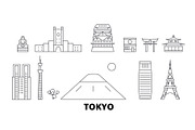 Japan, Tokyo line travel skyline set, a Work Illustration by urban icon