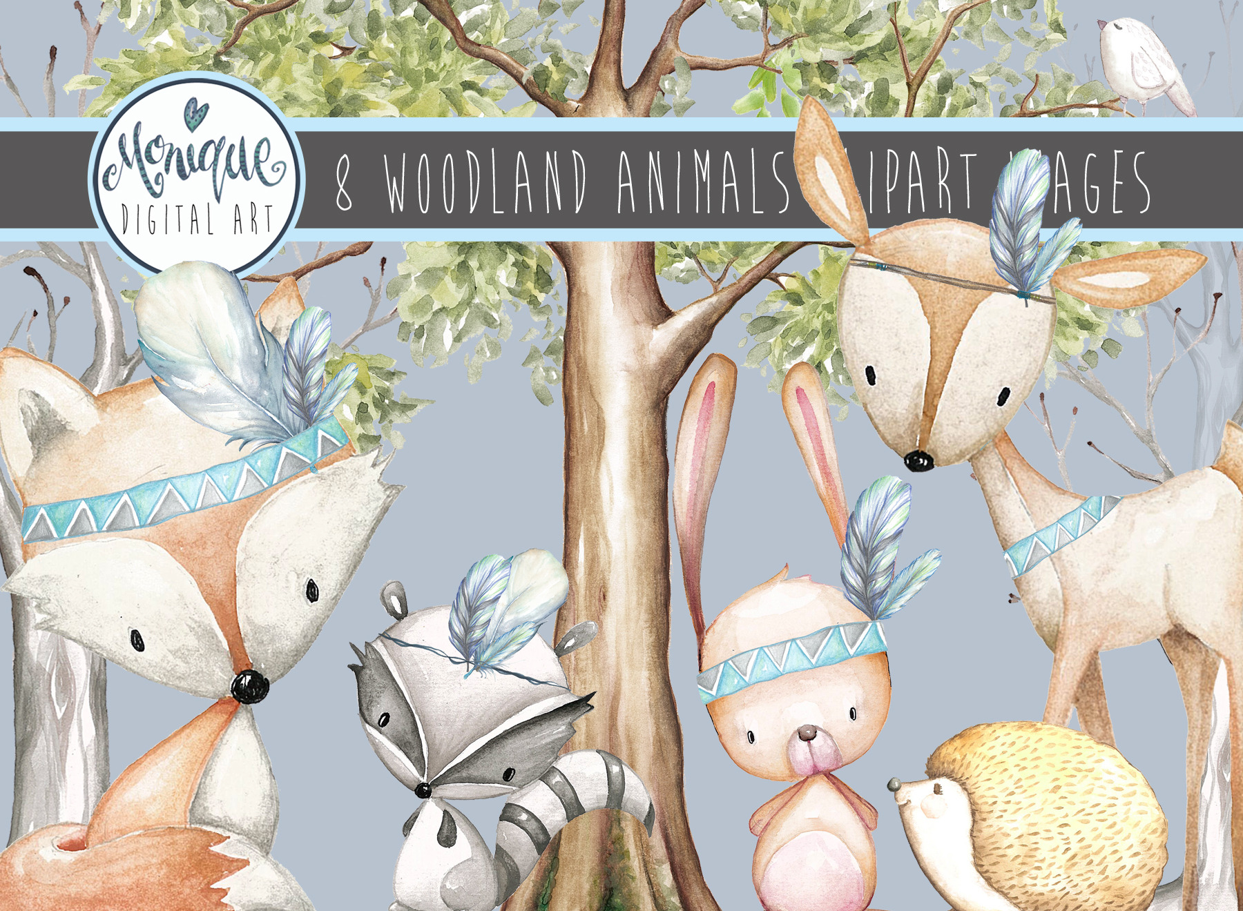 Boys Woodland Animals Clipart, an Animal Illustration by Monique ...