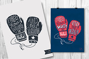 Hand lettering. Boxing gloves., an Illustration by FoxyImage