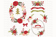 Floral Christmas Design Set, an Illustration by Simply Factory