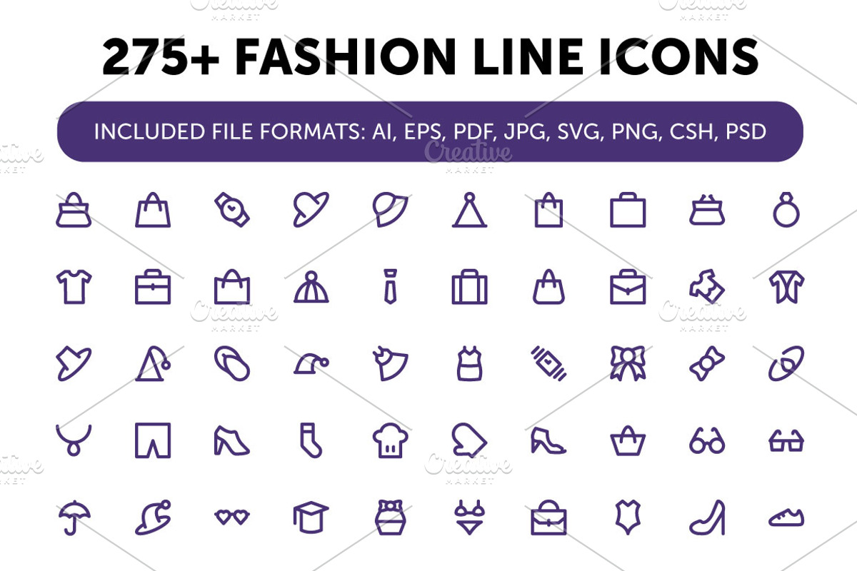275+ Fashion Line Icons, an Outline Icon by Vectors Market