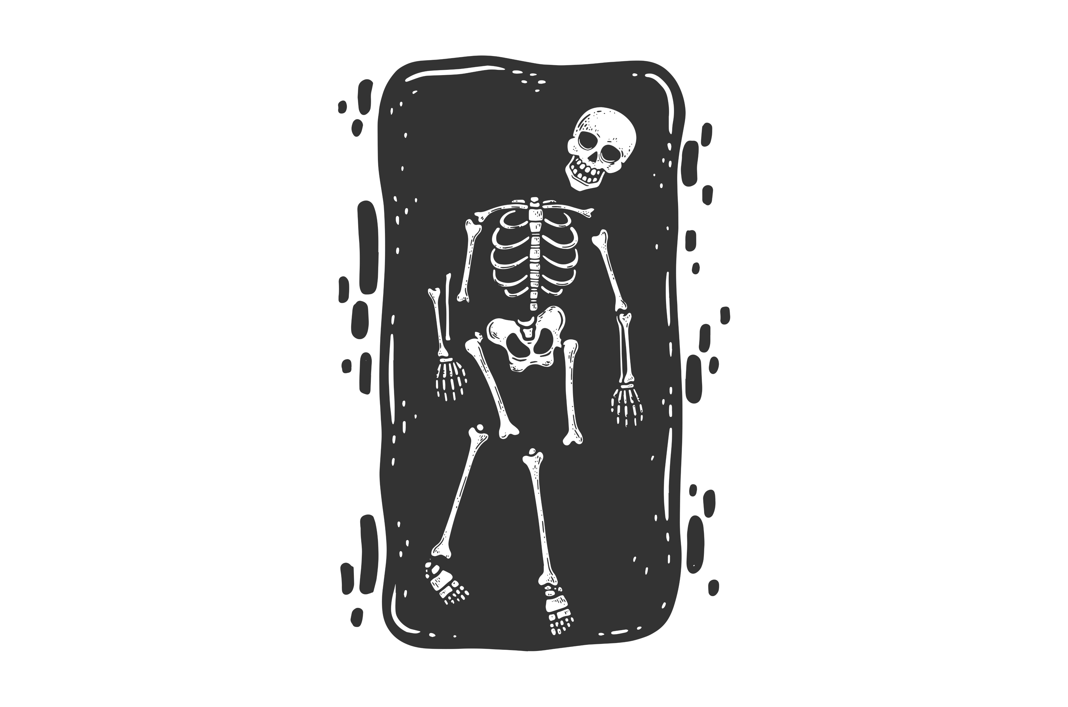 Skeleton in grave sketch vector, an Object Illustration by AlexArt