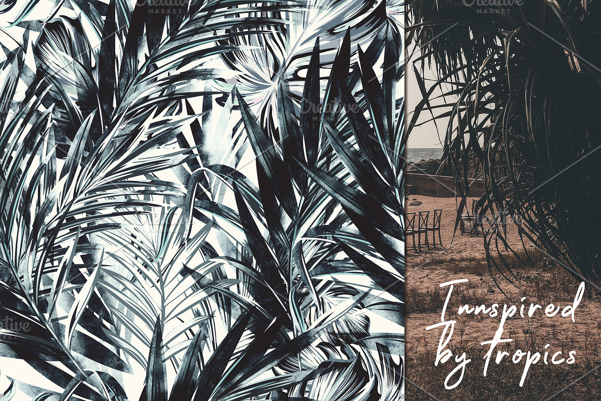 Huge vector tropical patterns bundle, a Pattern Graphic by FleurArt