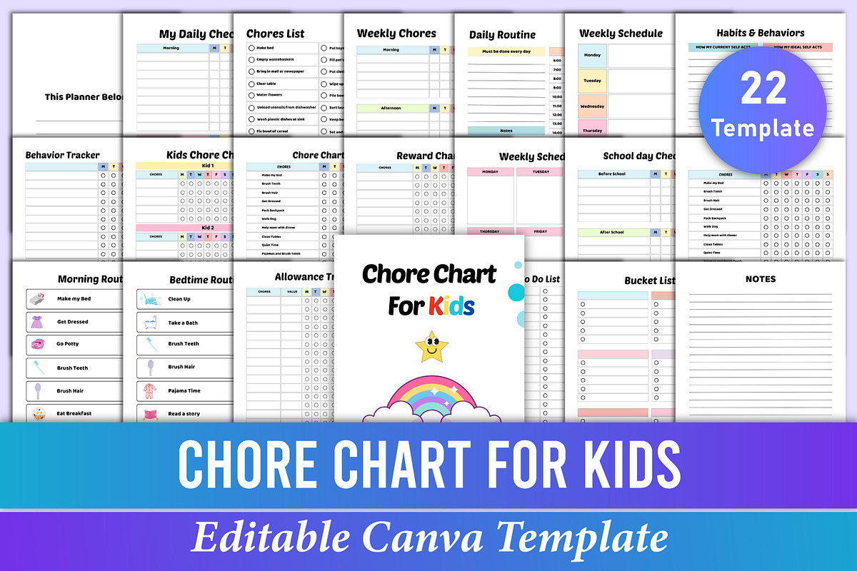 Chore Chart For Kids Canva Template