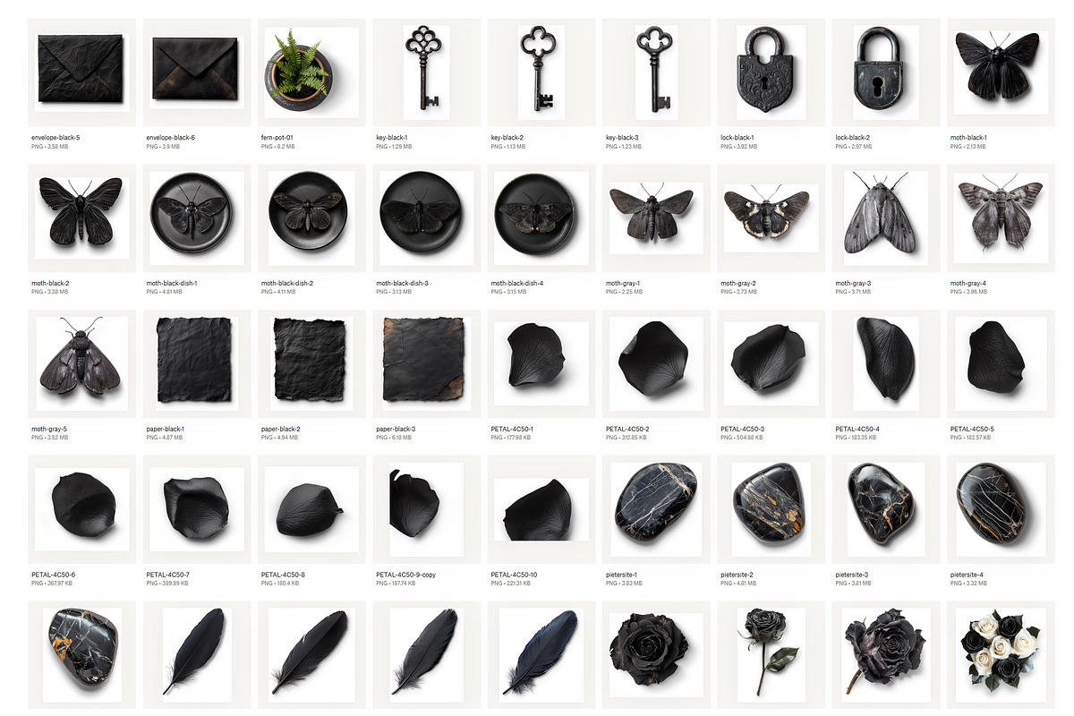 Black Stone Realistic PNG Objects