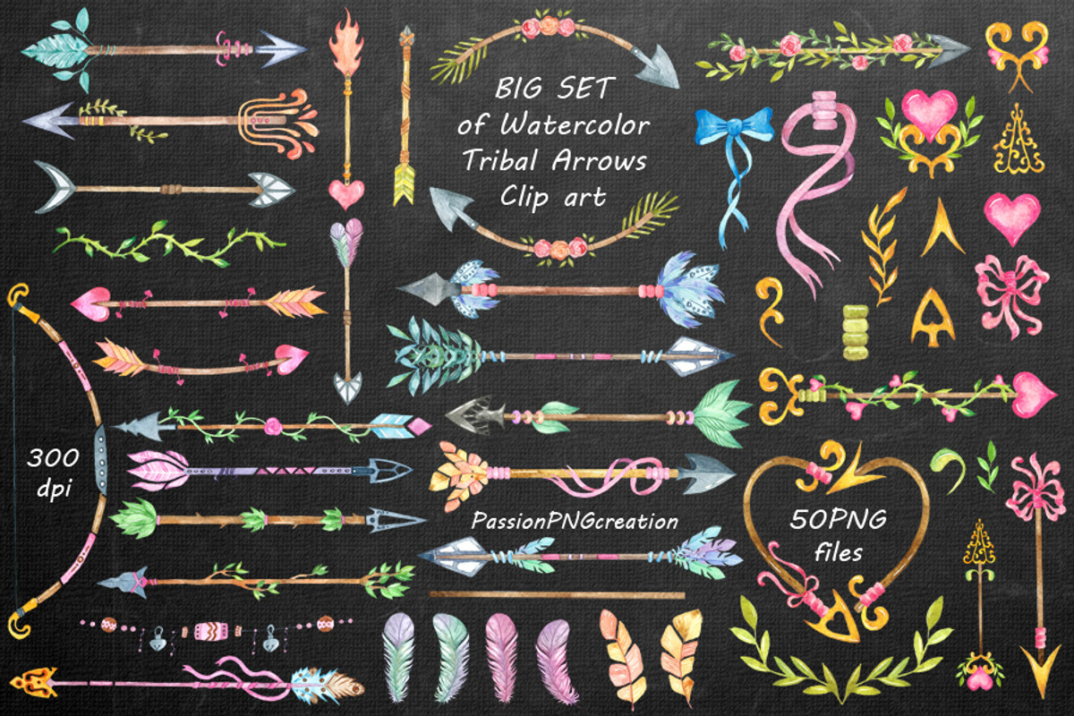 Watercolor Arrows Clip art, an Illustration by PassionPNGcreation