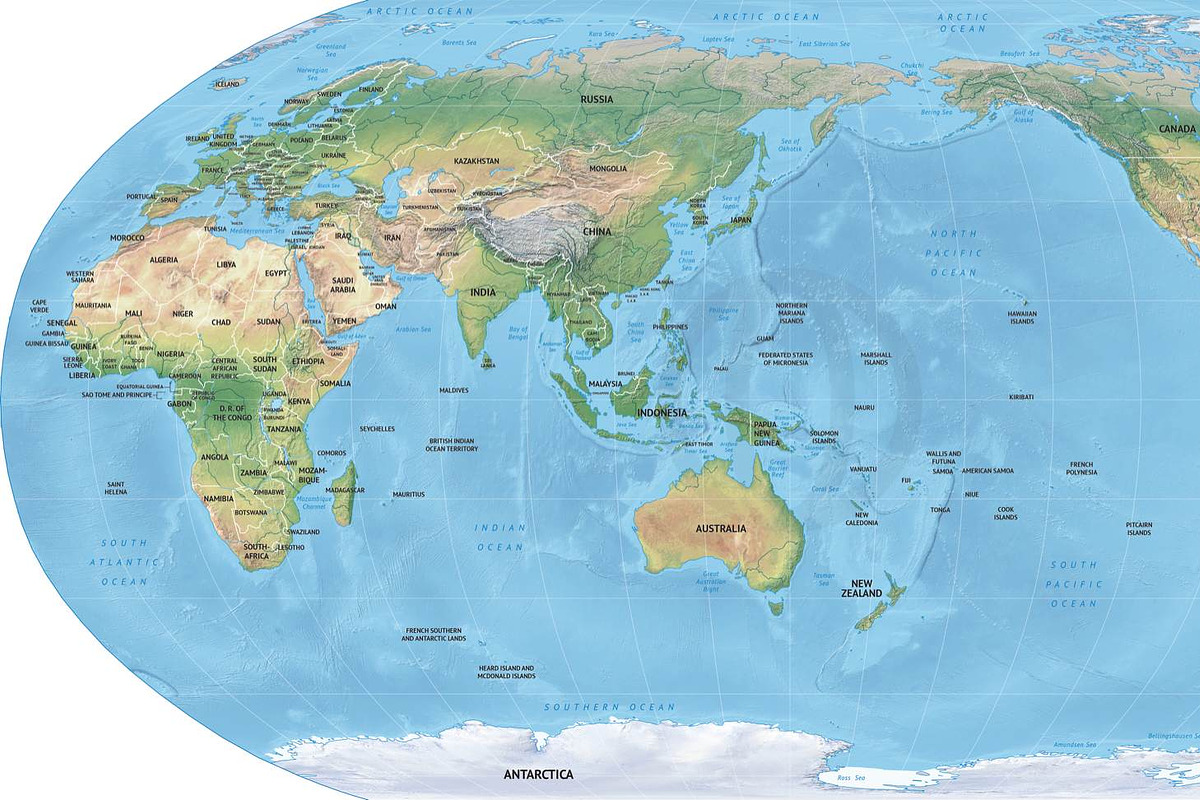 Vector map of world relief robinson, a Graphic by One Stop Map