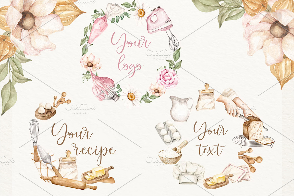 Watercolor Baking Clipart, a Food Illustration by MolinArtStudio