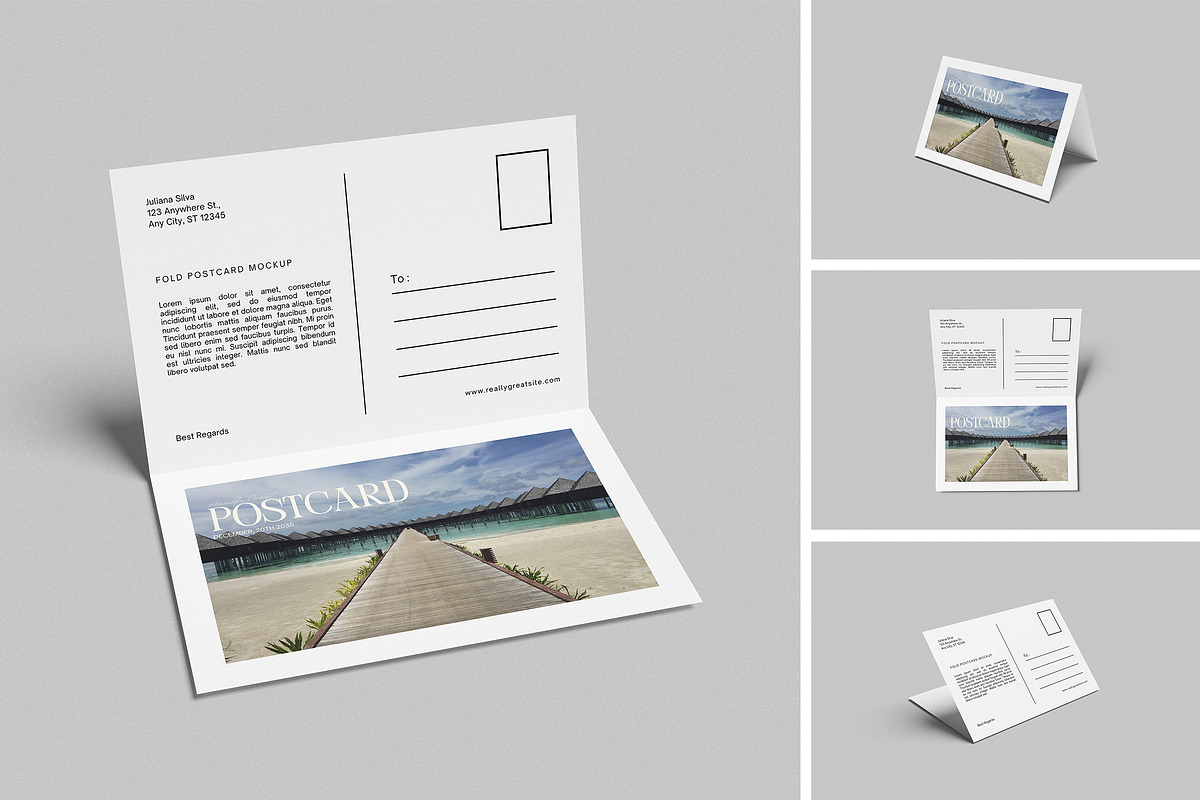 High Quality Fold Postcard Mockup, an Advertising Mockup by swsi-studio