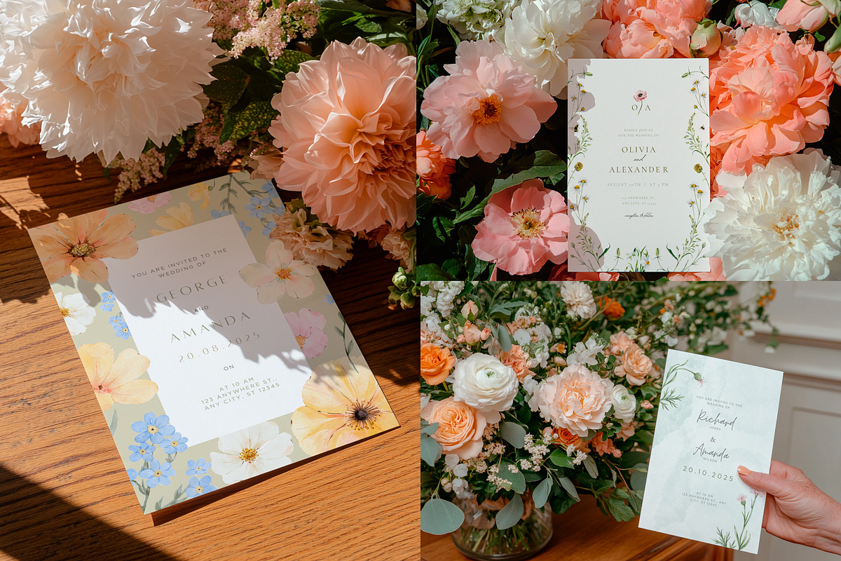 Spring card mockup, floral mockups