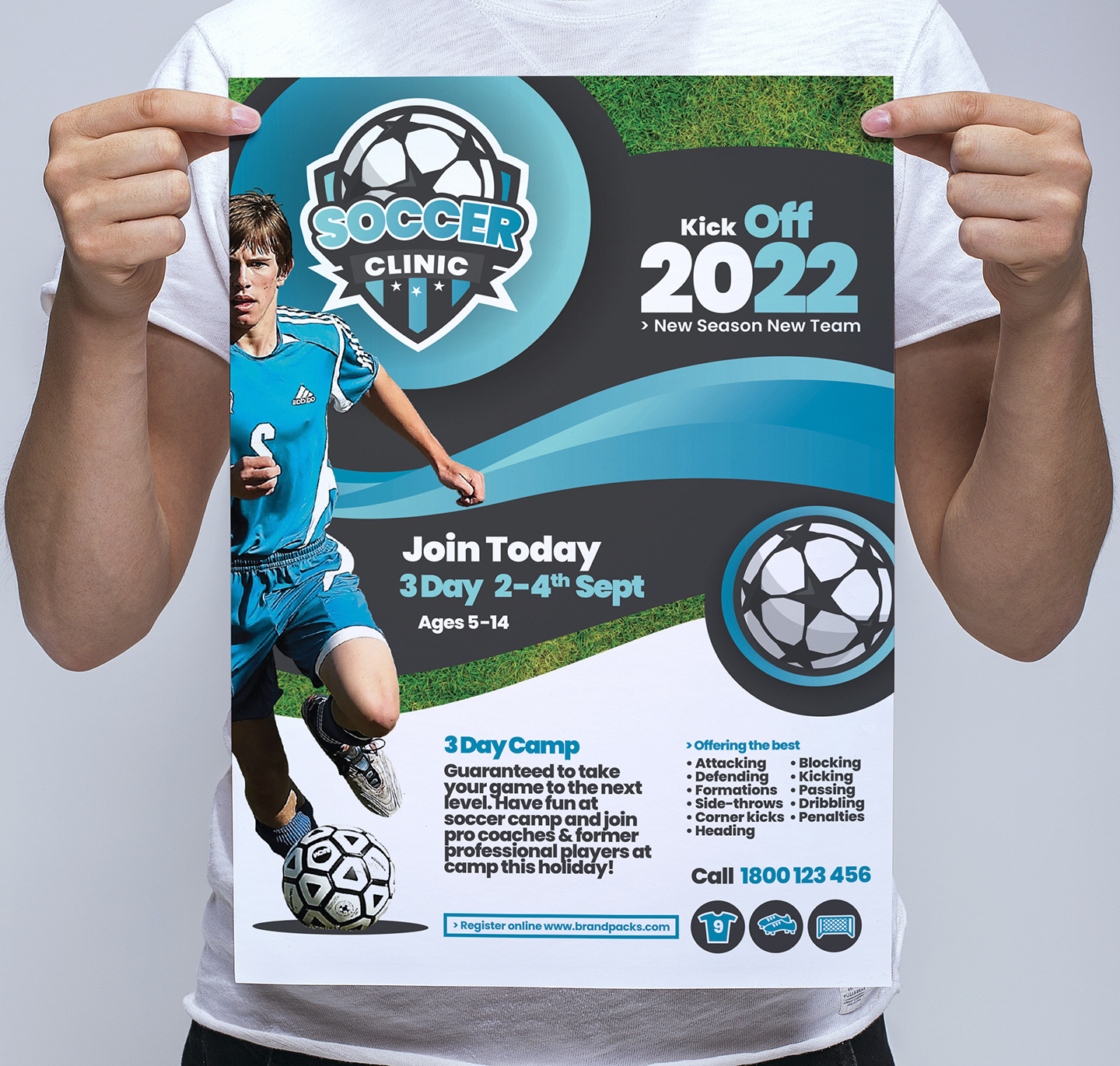 Soccer Camp Poster Template, a Flyer Template by BrandPacks