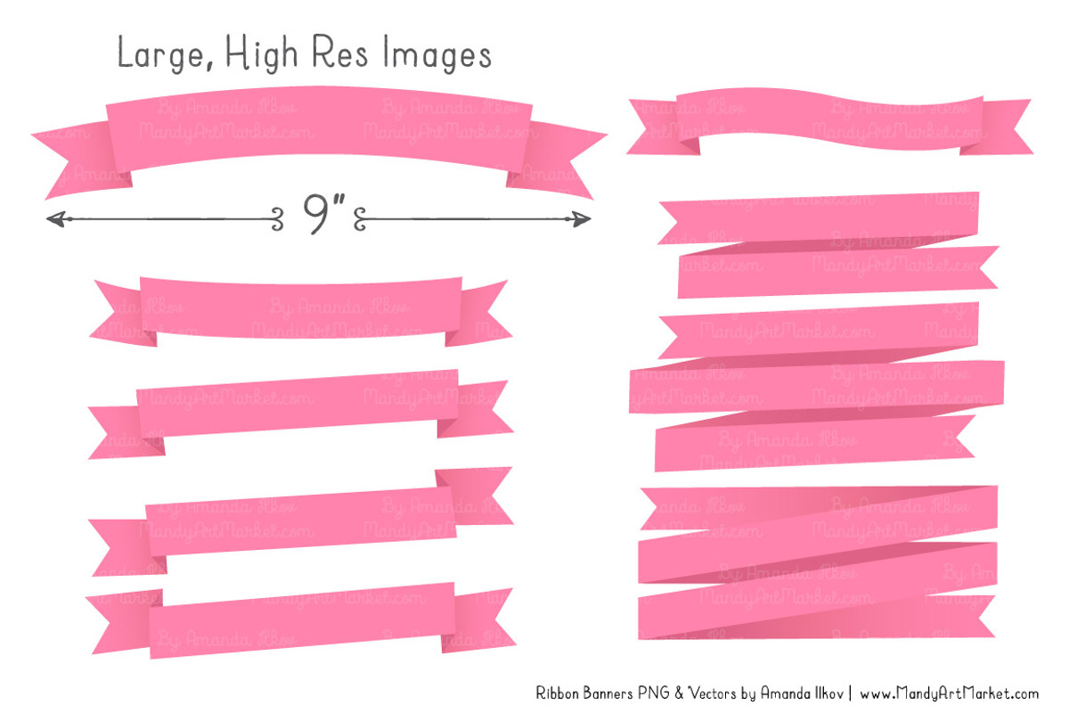 Pink Ribbon Banner Clipart, an Illustration by Amanda Ilkov