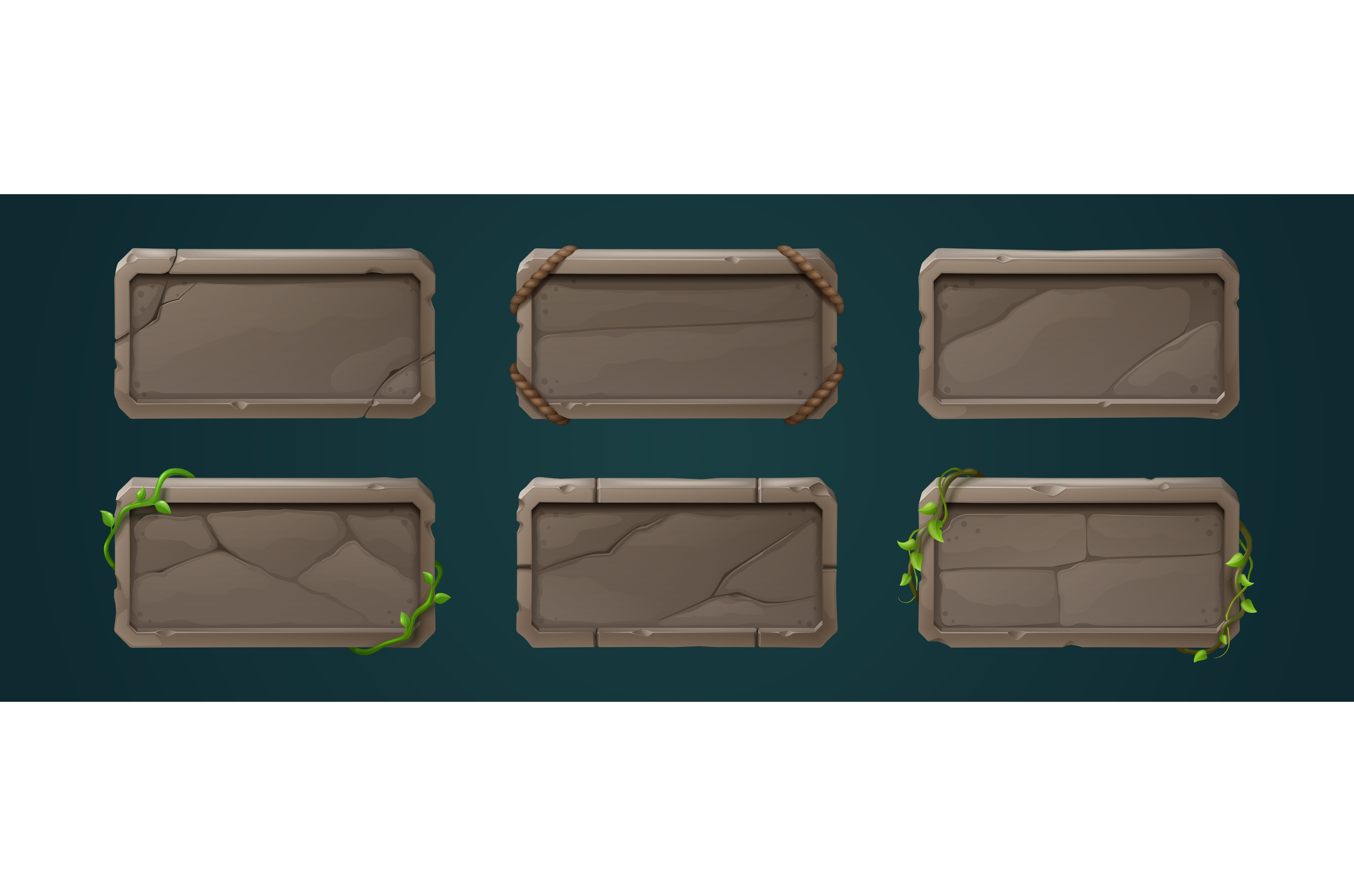 Game stone buttons, rectangular ui | Texture Illustrations ~ Creative ...