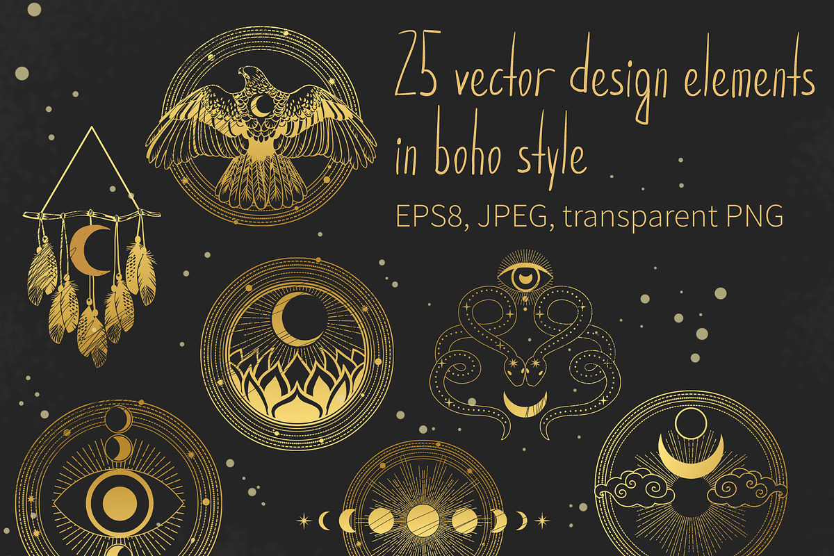 25 vector boho designs, an Illustration by Nadia Murash