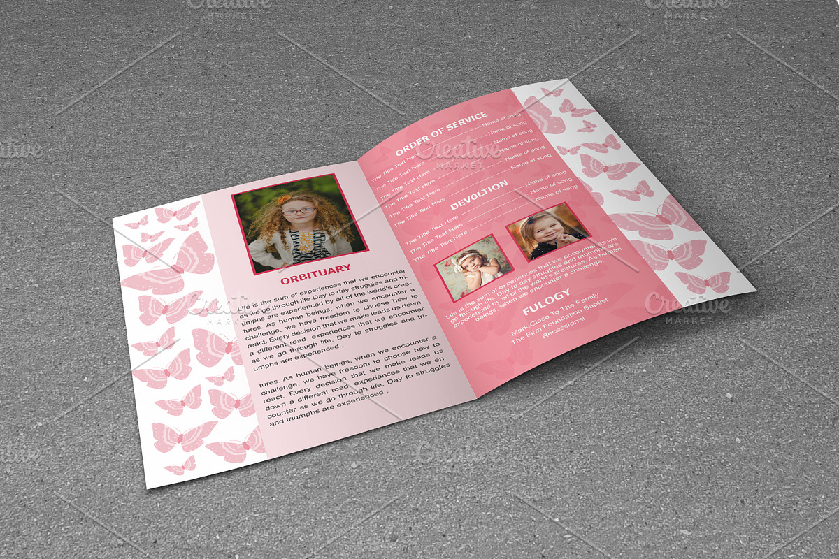 Funeral Program Template Child, a Brochure Template by Madhabi Studio