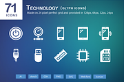 71 Technology Glyph Icons, an Icon by Vectopus.com